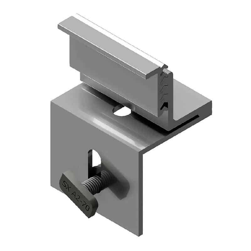 Adjustable horizontal side fastener for fixing solar panels Sunfer S12
